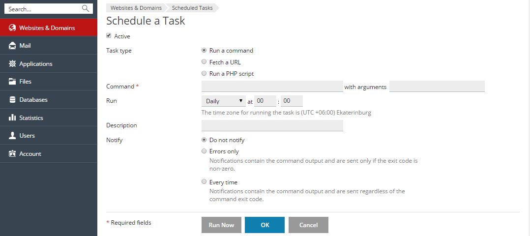 Plesk Scheduling Tasks Basehost